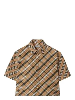 Burberry Burberry Cropped Check Cotton Shirt Sand