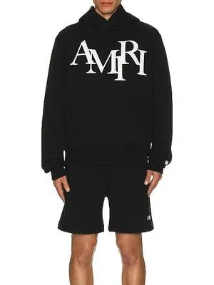 Amiri Staggered Logo Hoodie - Black