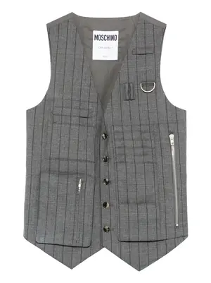 Moschino Striped Waistcoat - Grey