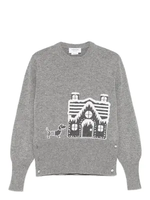 Thom Browne Holiday Scenery Merino Wool Sweater - Grey