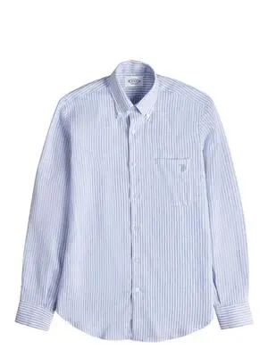 TOD'S Striped Linen Shirt - Blue