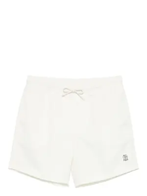 Brunello Cucinelli Logo-embroidered Swim Shorts - White