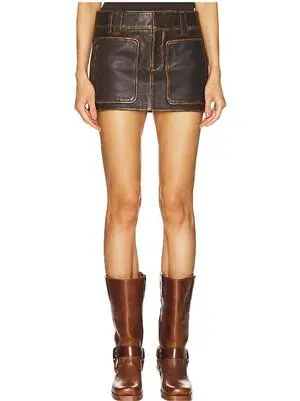 GRLFRND Patch Pocket Mini Skirt - Brown