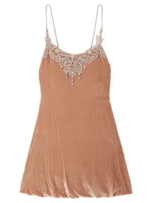 Rabanne Embellished Velvet Mini Dress - Pink