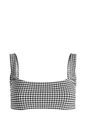Good American Gingham Square Neck Support Bra - Black Gingham