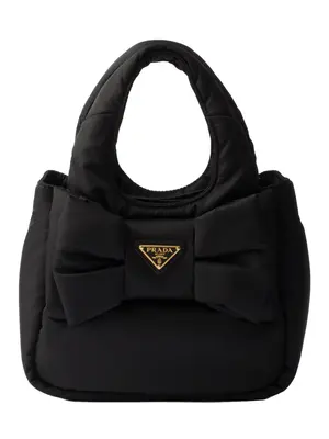 Prada Mini Padded Re-nylon Bag With Bow - Black