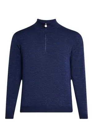 Kiton Silk, Cashmere And Linen Half-zip Sweater - Blue