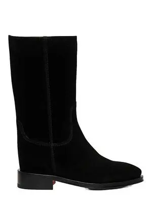 Santoni Suede Riding Boots - Black