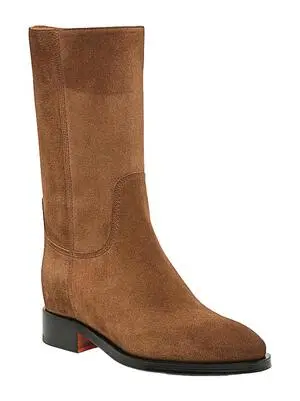 Santoni Suede Riding Boots - Brown