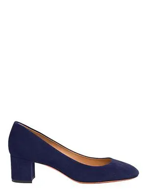 Santoni Fight Suede Low-heel Pumps - Navy