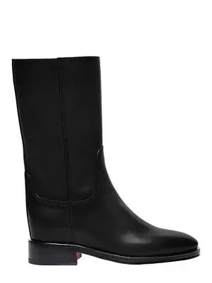 Santoni Fleeces Leather Boots - Black