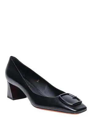 Santoni Hasmig Tonal Buckle Leather Pump - Black