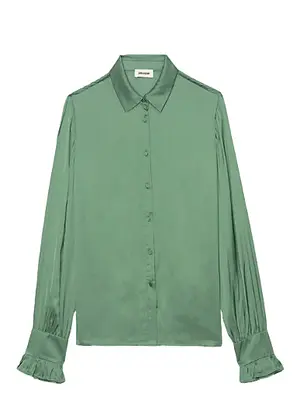 Zadig&Voltaire Wing-Embellished Satin Shirt Coriander