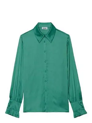 Zadig&Voltaire Wing-embellished Satin Shirt - Emerald
