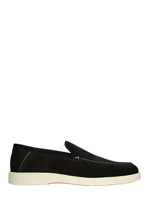 Santoni Detroit Contrast-sole Suede Loafers - Black