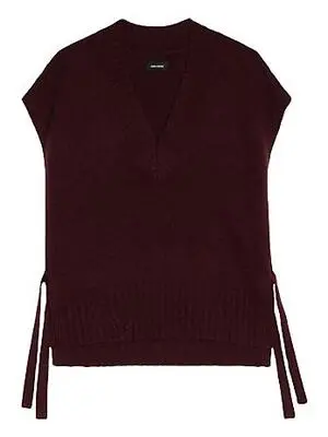 Zadig&Voltaire Maddy Sleeveless Cashmere Jumper - Burgundy