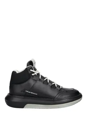 Emporio Armani Panelled High-top Sneakers - Black
