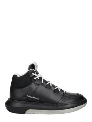 Emporio Armani Panelled High-top Sneakers - Black