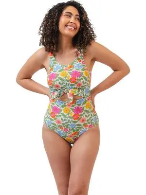 LIME RICKI SWIMWEAR Knotted One-Piece Breezy Floral