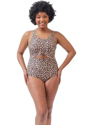 LIME RICKI SWIMWEAR Knotted One-Piece Leopard