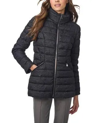Bernardo Jacquard Puffer Jacket - Black