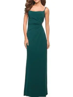 LABOMME Prom Dress With Slit - Dark Emerald