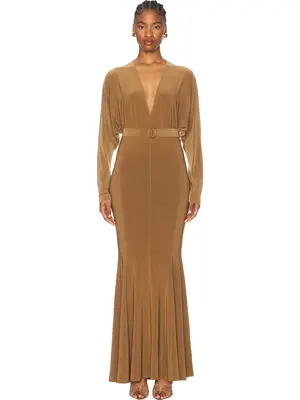 Norma Kamali Dolman V-neck Fishtail Gown - Bronze