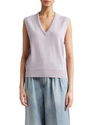 MAISON MARGIELA Virgin Wool V-neck Sweater Vest - Lilac
