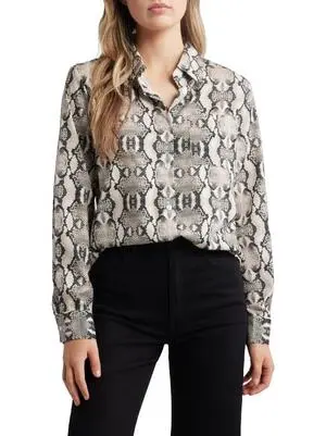 NIKKI LUND Annika Snakeskin Button-up Shirt - Snake