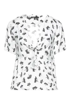 Maje Floral Print Bow Blouse - White