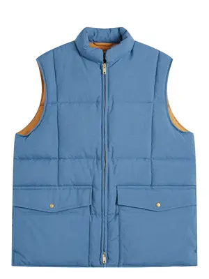 BEAMS Nylon Oxford Down Vest - Blue