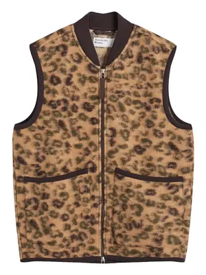 Universal Works Leopard Wool Fleece Gilet - Camo