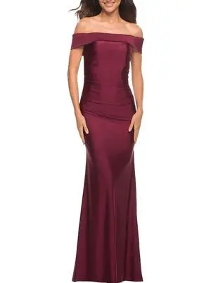 LABOMME Off-the-shoulder Evening Gown - Wine