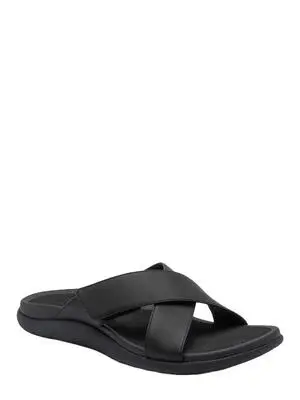 ABEO Laguna Slides - Black Leather - Regular