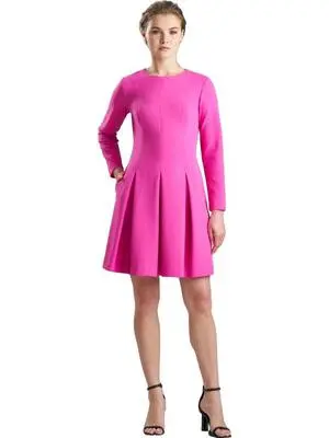 Natori Scuba Crepe Pleated Dress - Rose Pink