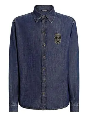 Dolce & Gabbana Logo-patch Denim Shirt - Blue