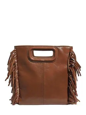 Maje Maje Leather Bag With Fringe Trim Brown