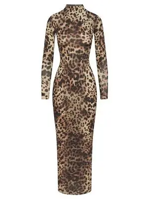 SKIMS X Dolce&gabbana Milky Sheer Long Dress - Leopard