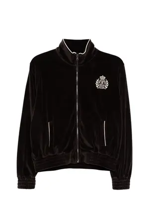 SPORTY & RICH Ny Crest Velour Track Jacket - Brown