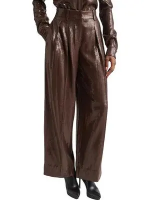 Michael Kors Pleated Sequin Trousers - Chocolate