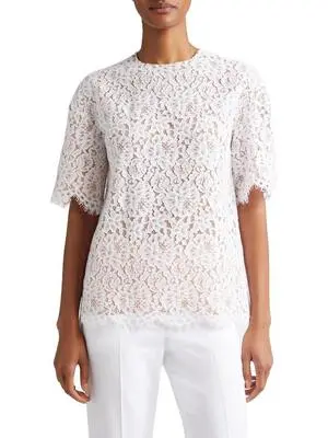 Michael Kors Oversize Floral Lace Top - Optic White
