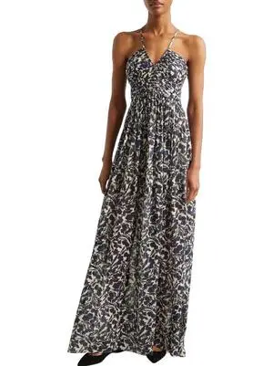 A.L.C. Romy Print Maxi Dress - Navy/ Cream