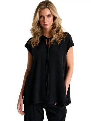 Shan Silk Blouse With Boat Neckline - Black