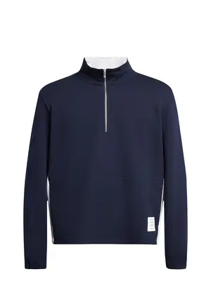 Thom Browne Terry Quarter-zip Sweatshirt - Navy