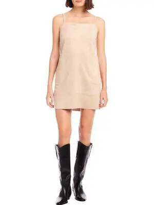 Fifteen Twenty Safia Faux Suede Mini Dress - Almond
