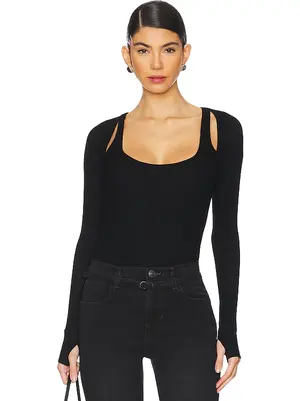 Michael Lauren Stanfield Long Sleeve Top With Cutouts - Black