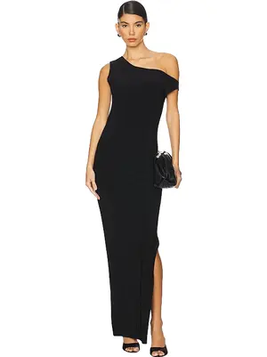 Norma Kamali Drop Shoulder Fitted Gown - Black