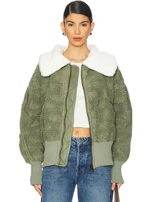 Free People Cozy Up Faux Fur Cardigan - Crystal Kelp Combo