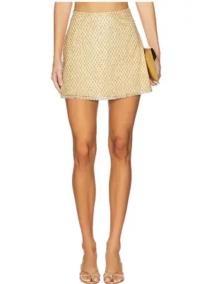 For Love & Lemons Glitter Grid Mini Skirt - Gold