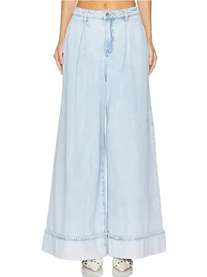 WeWoreWhat Pleated Wide Leg Jeans - Denim